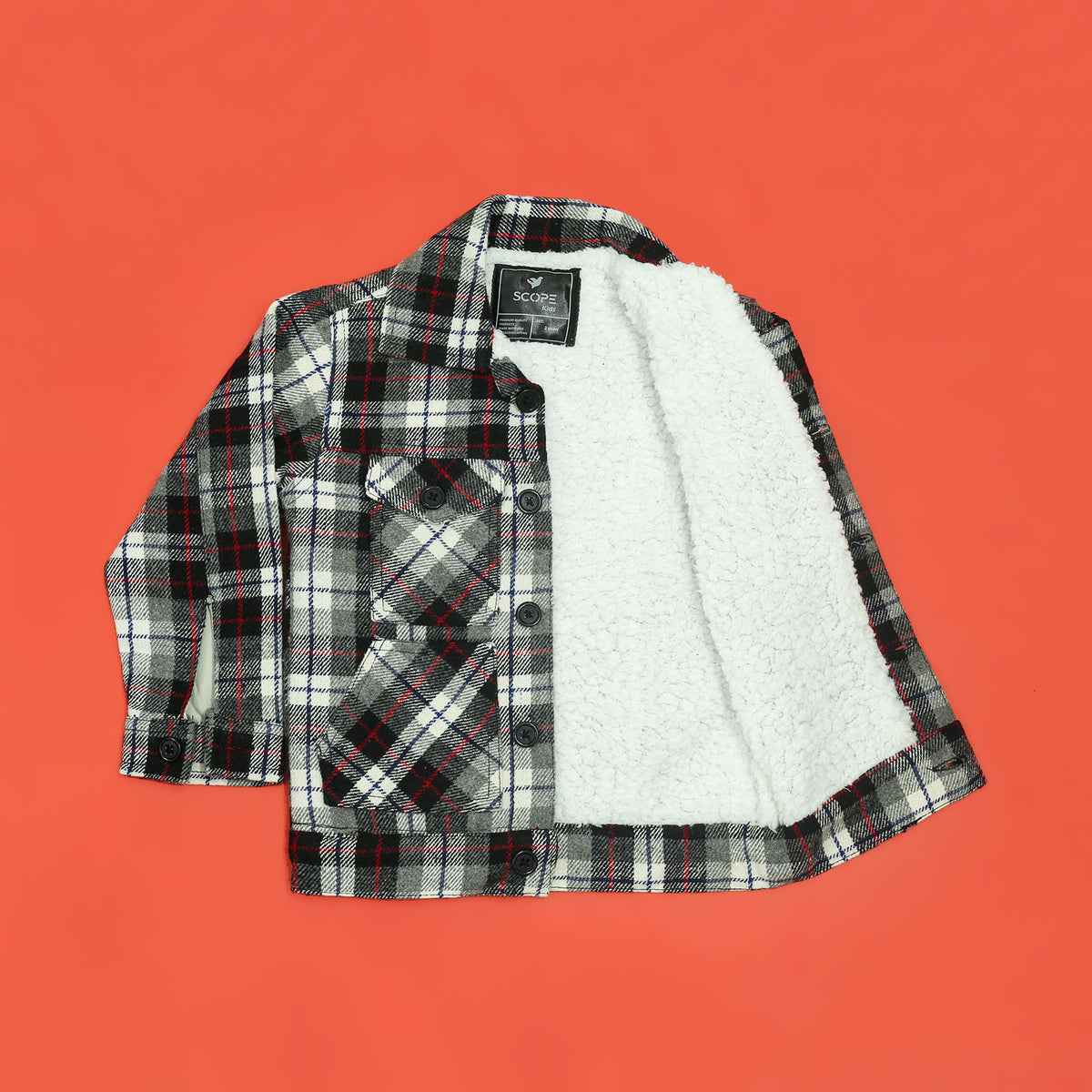 White & Grey Checkered Jacket With Fur – BonBon.pk